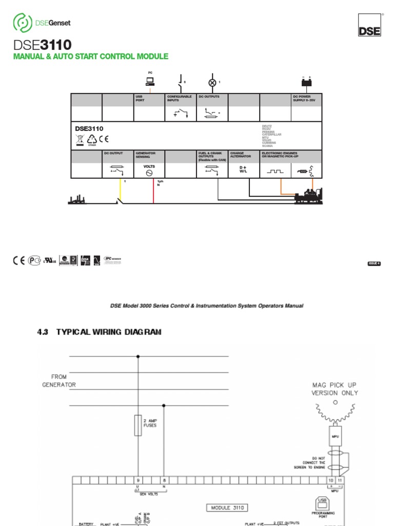 Dse3110 Data Sheet Usa | Download Free PDF | Alternating Current | Power Supply