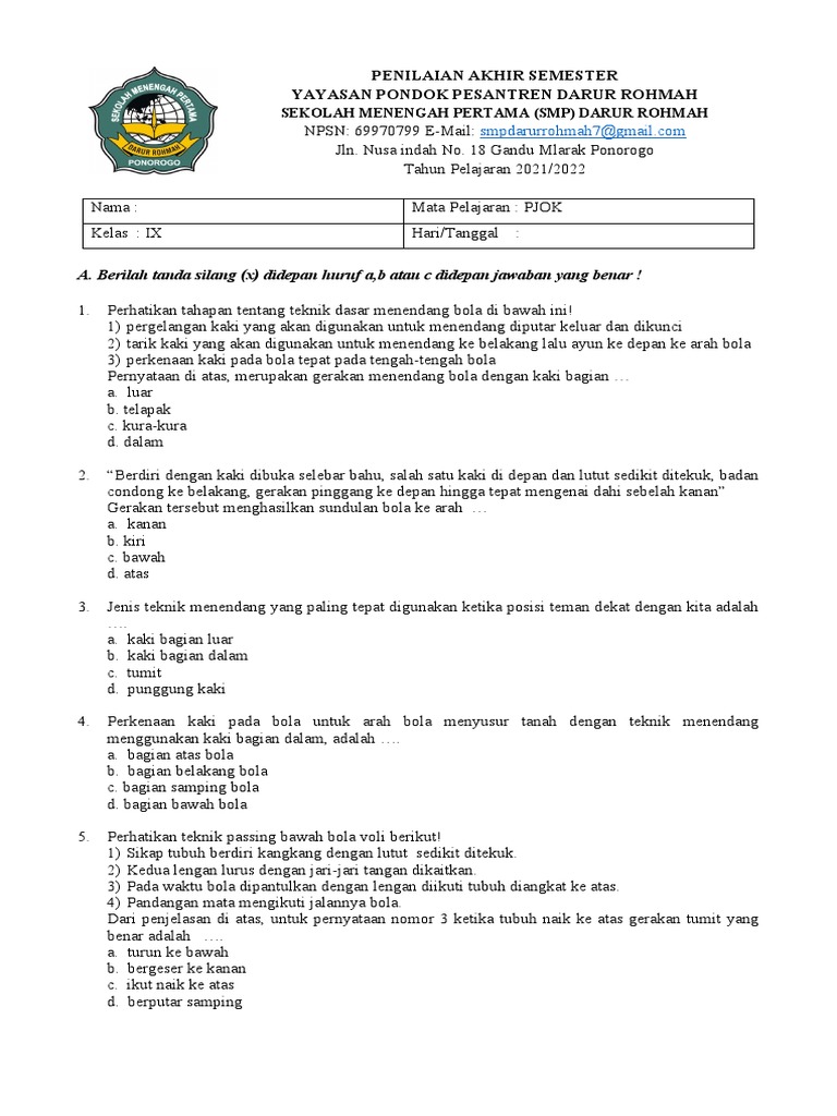 Pts Pjok Klas 9 | PDF