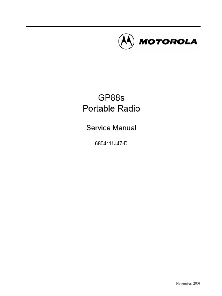 GP88s Portable Radio: Service Manual | PDF | Radio | Electromagnetic ...