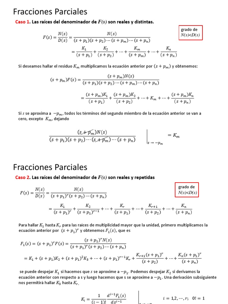Fracciones Parciales | PDF | Ecuaciones | Matemática Elemental