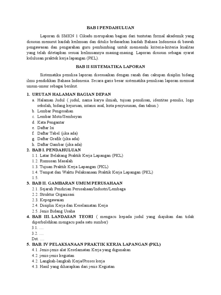 Sistematika Penulisan Laporan | PDF