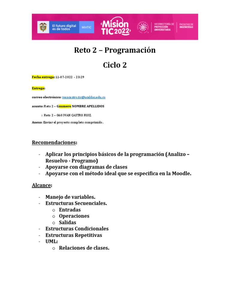 Reto 2 UCaldas | PDF | Java (lenguaje de programación) | Ingeniería ...