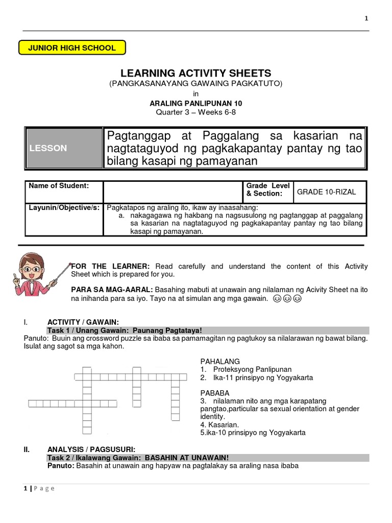 LEARNING ACTIVITY SHEETS W 6-8 | PDF