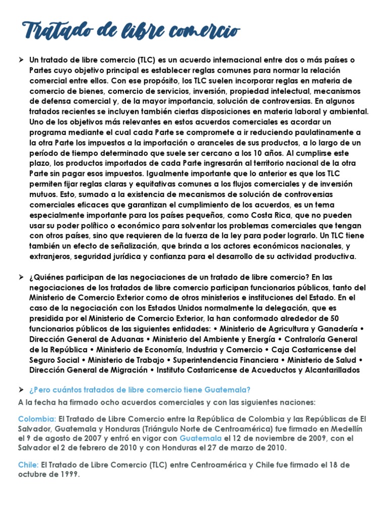 Tratado de Libre Comercio | PDF | Tratado de Libre Comercio Norteamericano | Centroamérica