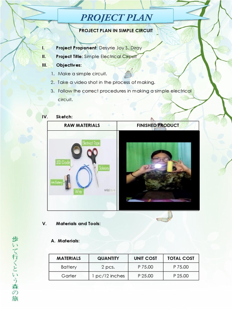 Project Plan Simple Electrical Circuit | PDF | Wire | Electric Current