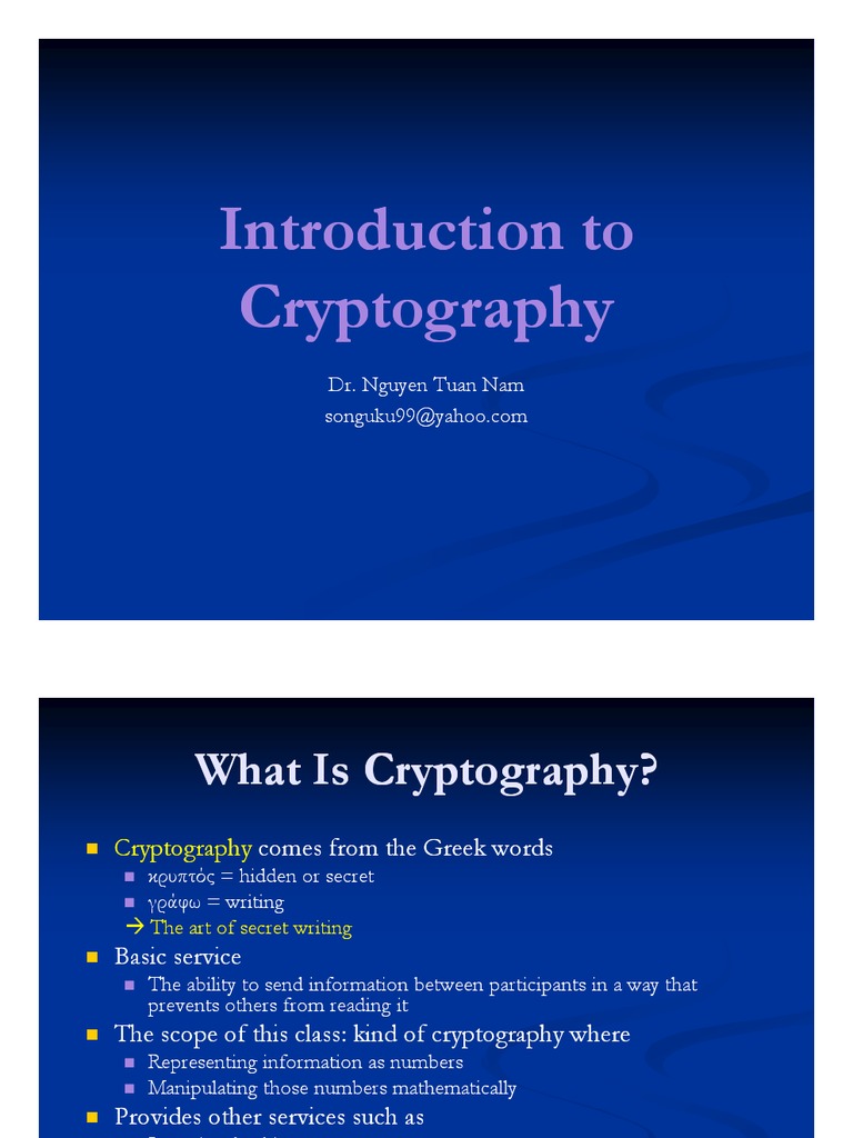 Lecture 02 Introduction Cryptography | PDF