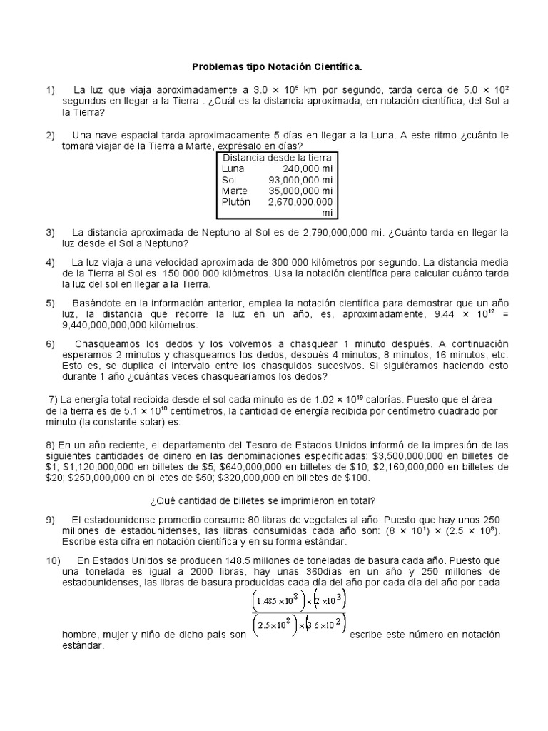 Problemas de Notación Científica y Cálculos Matemáticos | PDF | Dom ...