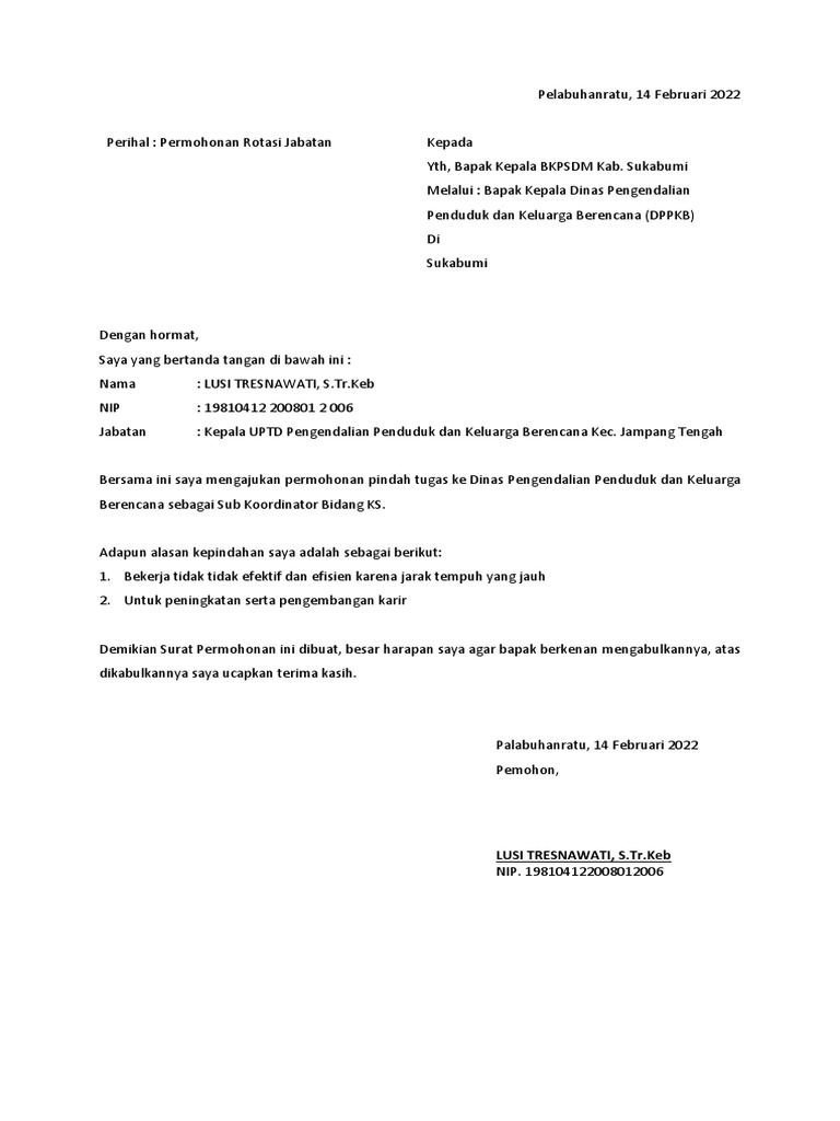 Permohonan Rotasi | PDF