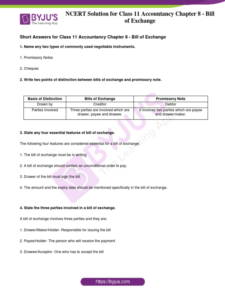 Ncert Solu Class 11 Accountancy Chapter 8 | PDF | Negotiable Instrument | Debits And Credits