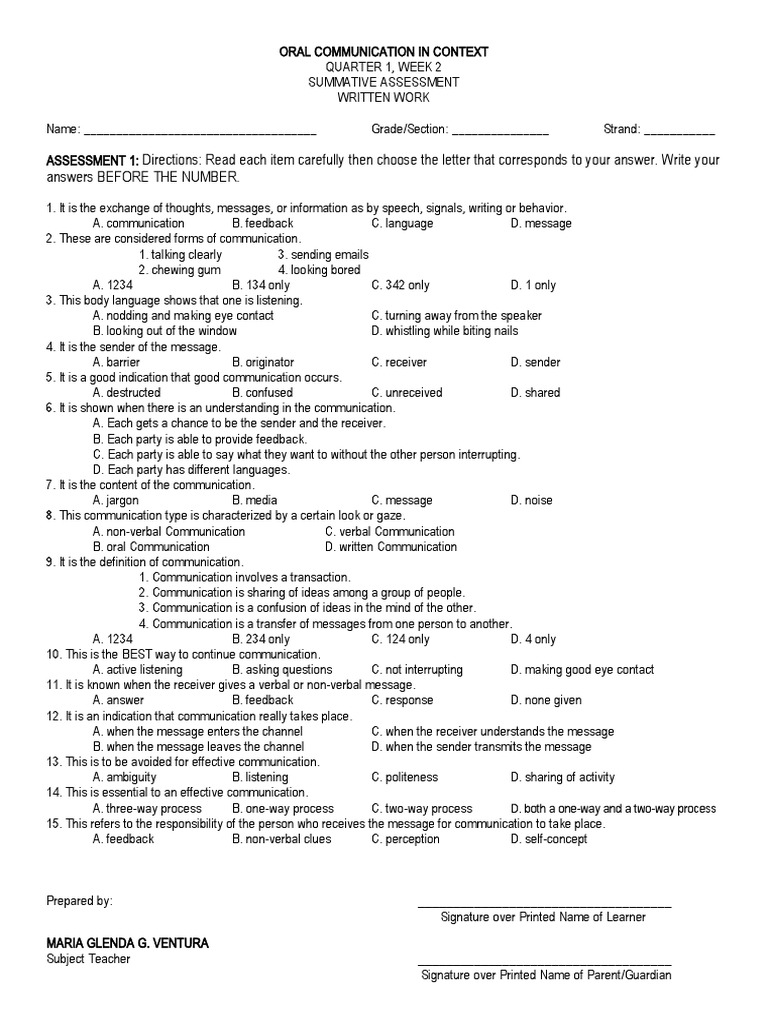 Directions: Read Each Item Carefully Then Choose The Letter That ...