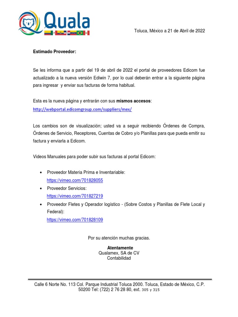 Actualización del Portal Edicom Ediwin 7 | PDF | Negocios