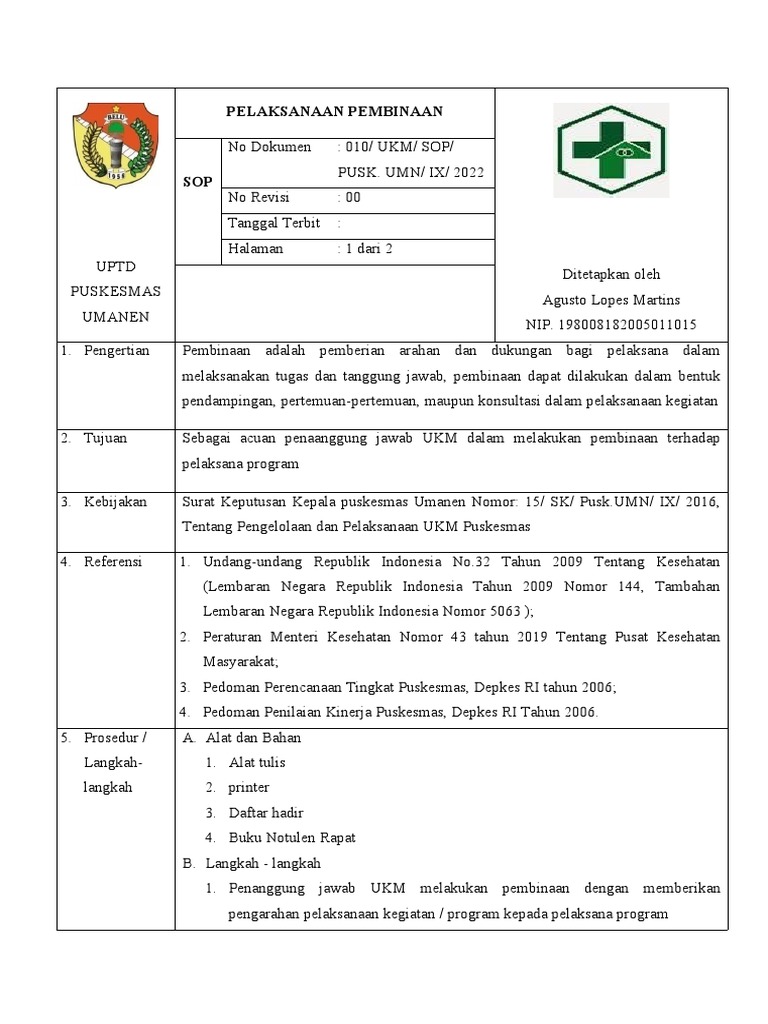 2.4. A SOP Pelaksanaan Pembinaan | PDF | Bisnis | Pengelolaan Keuangan & Uang
