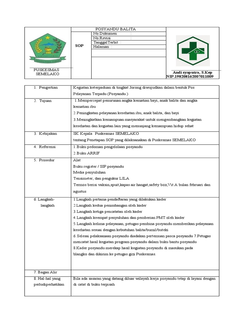 SOP Posyandu dan Desa Siaga | PDF