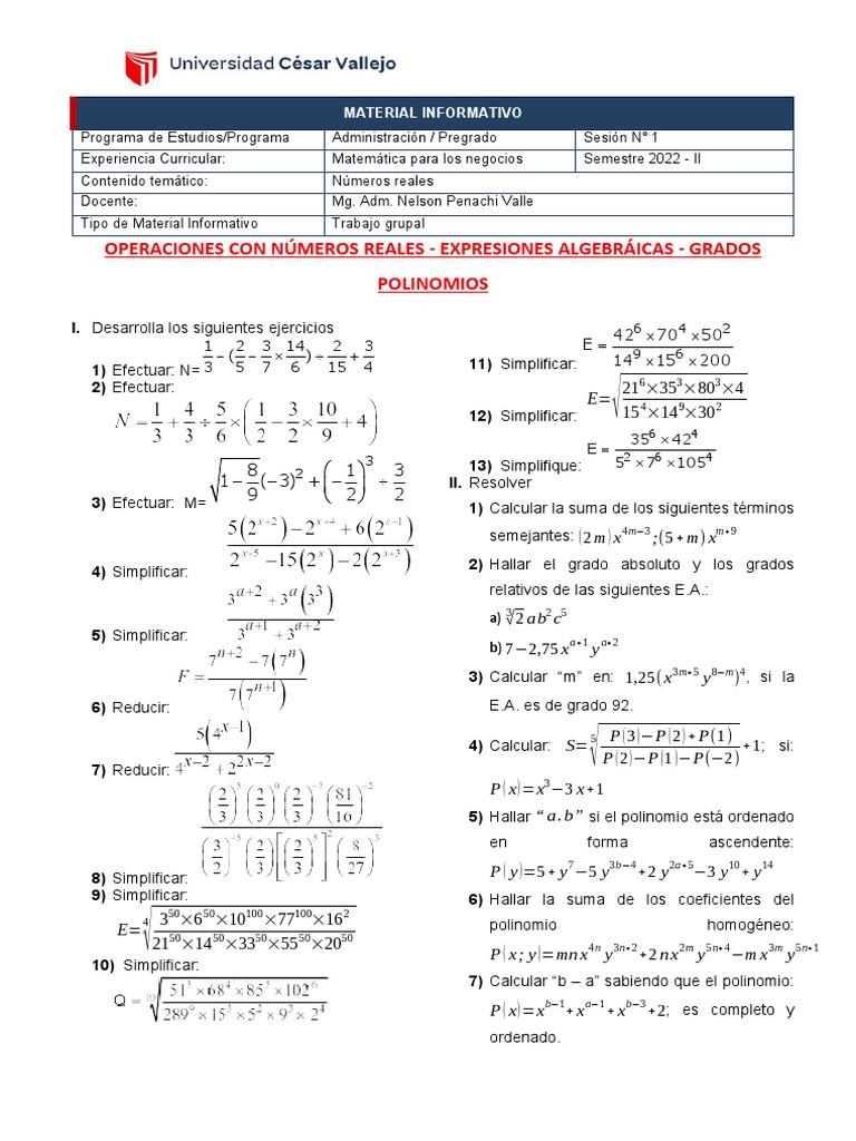 Trabajo Grupal S1 | PDF | Objetos matemáticos | Notación Matemática
