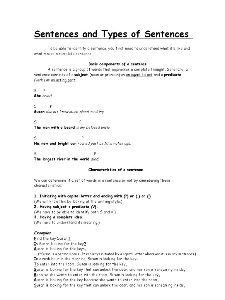 Sentences and Types of Sentences | PDF | Morphology | Semiotics