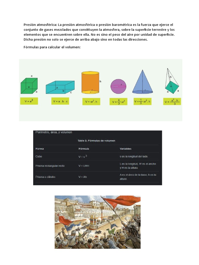 Presión Atmosférica y Formulas para Calcular El Volumen | PDF