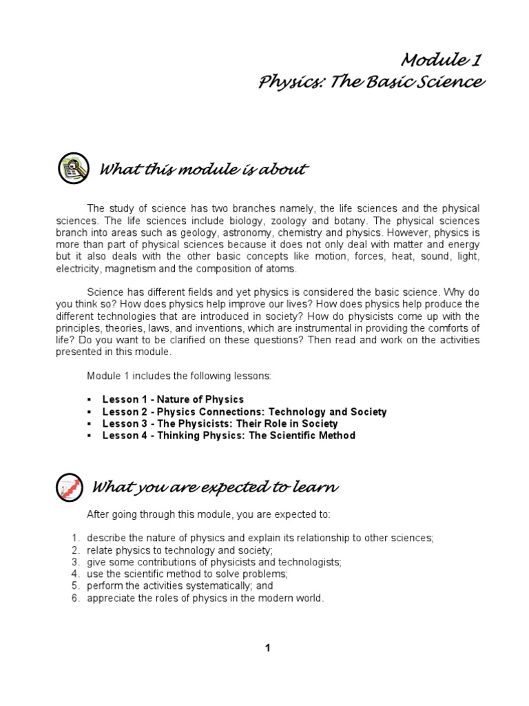 Physics Module 1. Physics Basic Science | PDF | Science | Physics