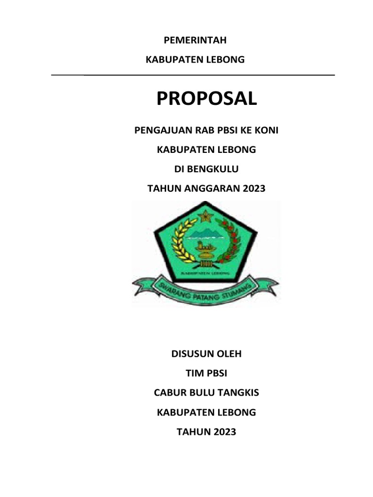 Proposal RAB PBSI 2023 ke KONI Lebong | PDF
