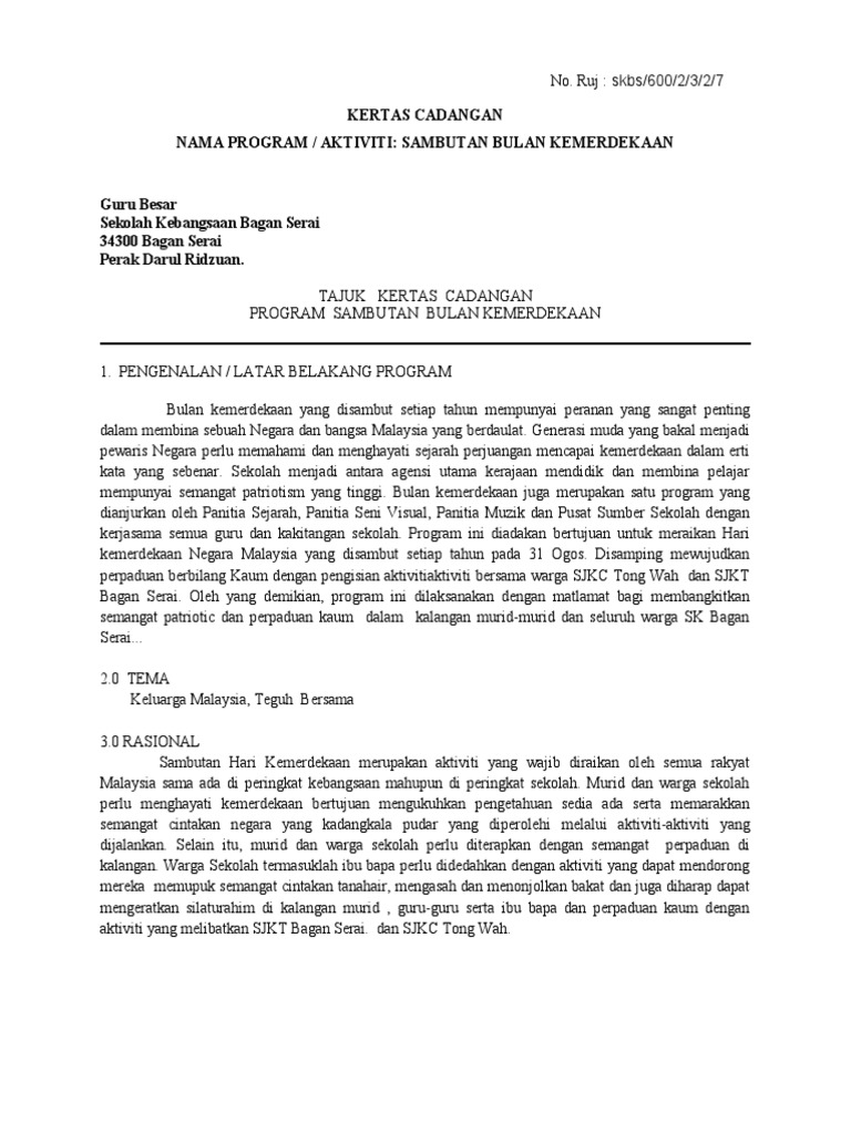 Kertas Kerja Program Merdeka 2022 | PDF