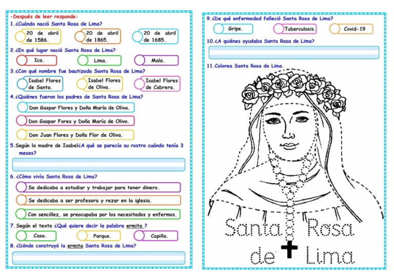Ficha de Santa Rosa de Lima | PDF