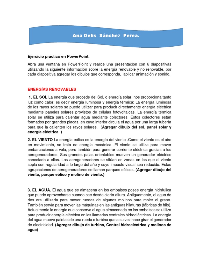 Ejercicio Práctico en PowerPoint | PDF | Energía eólica | Energía solar Ejercicio Práctico en PowerPoint | PDF | Energía eólica | Energía solar