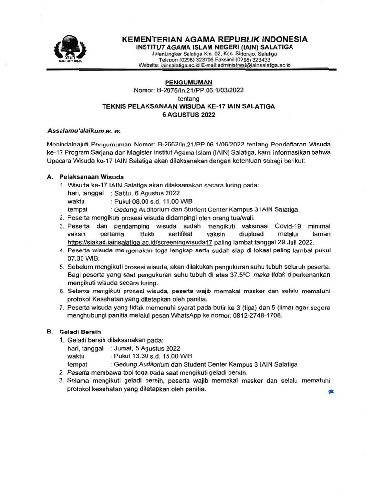 Teknis Pelaksanaan Wisuda Ke-17 - Compressed | PDF