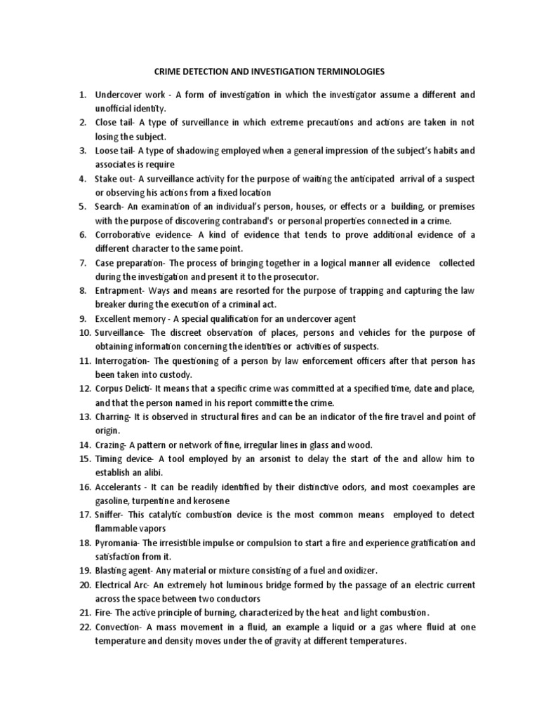 Crime Detection and Investigation Terminologies | PDF | Prison | Pardon