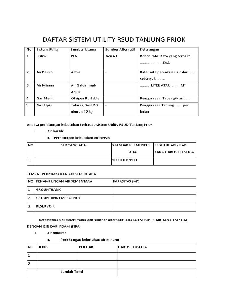 RAW-Daftar Sistem Utility Dan Analisa Kebutuhan | PDF