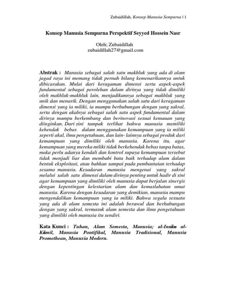 Konsep Manusia Sempurna Perspektif Seyyed Hossein | PDF