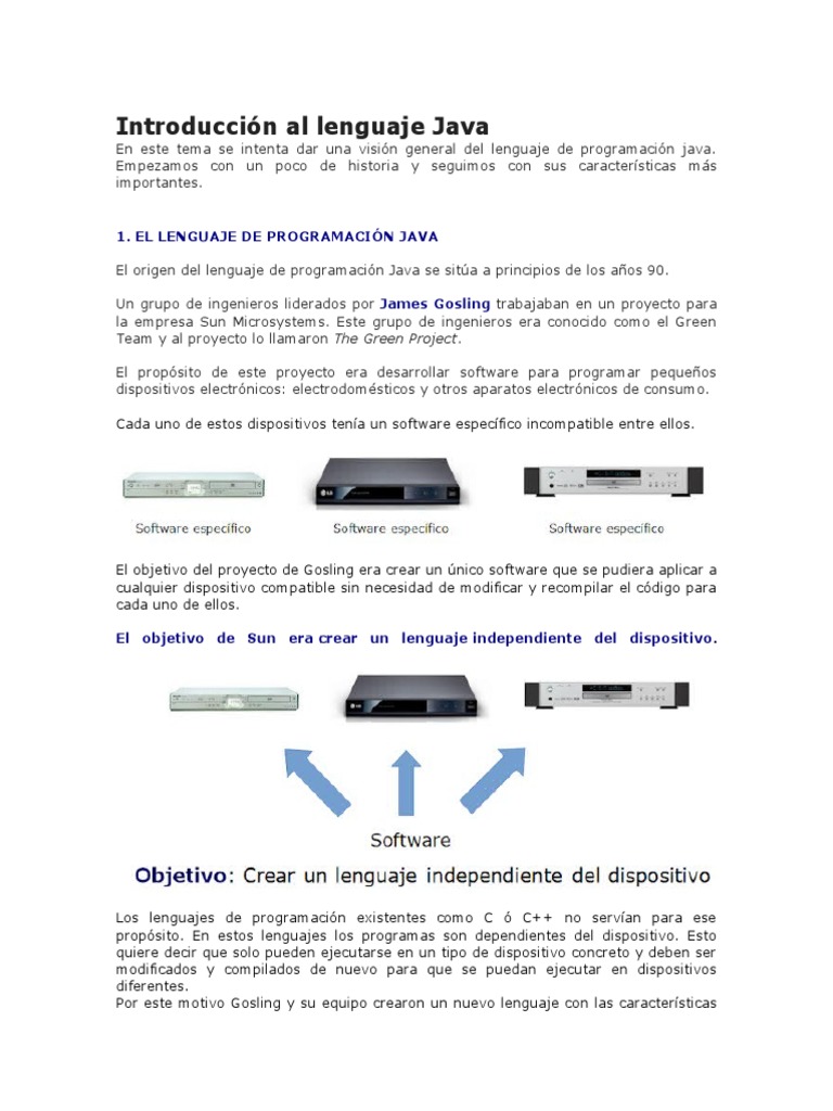 1 Introducción Al Lenguaje Java | PDF | Java (lenguaje de programación ...