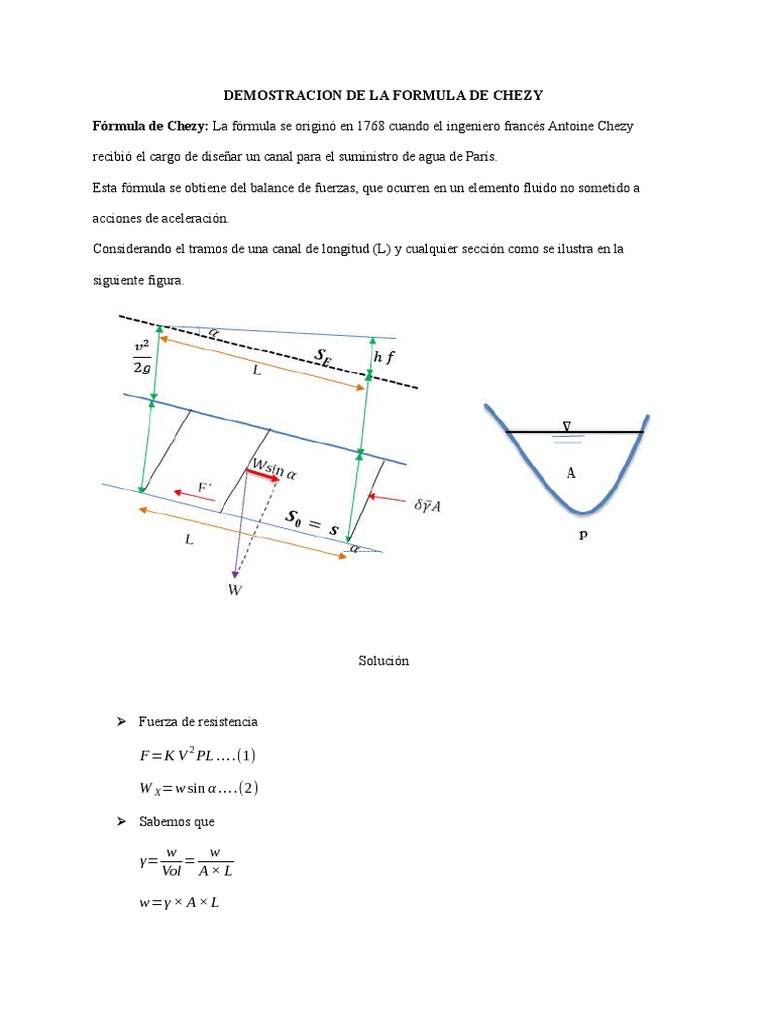 Fórmulas Hidráulicas de Chezy | PDF | Mecánica | Mecánica de Medios ...