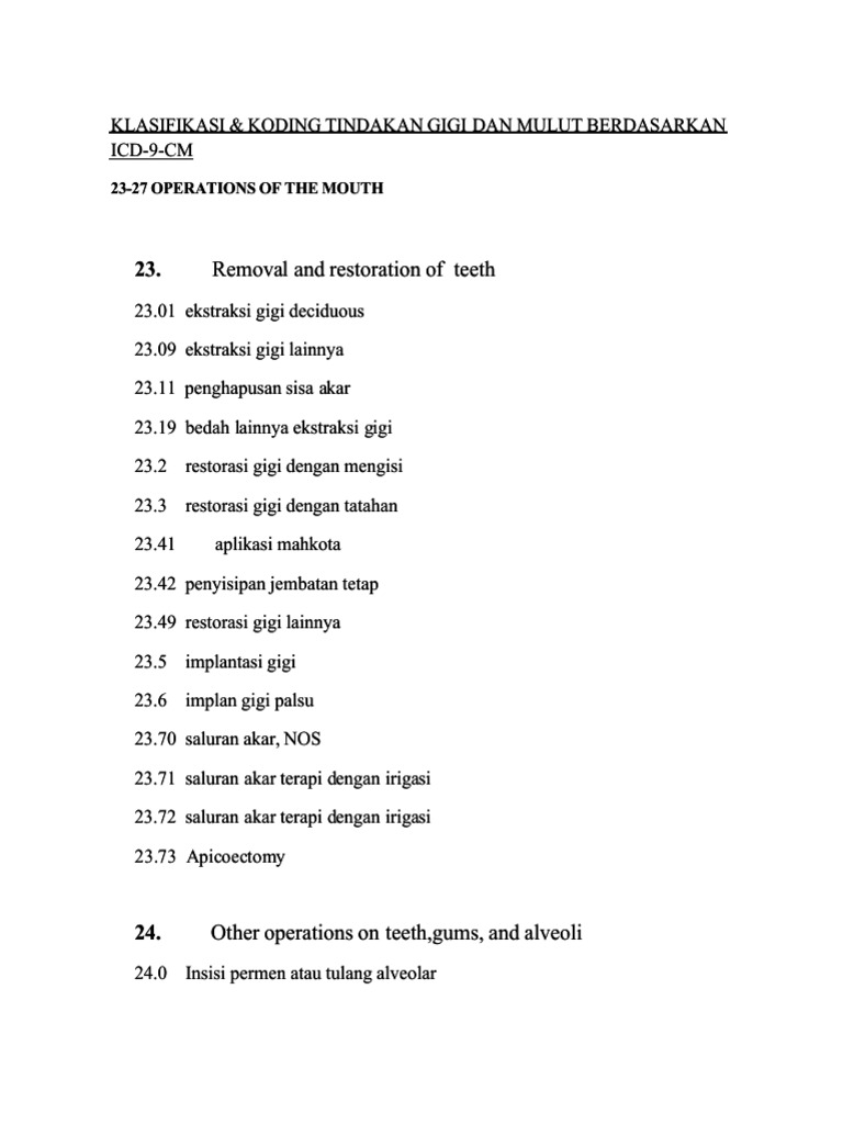 Kode Tindakan Icd 9 Gigi Download Free Pdf Health Economics Health Informatics