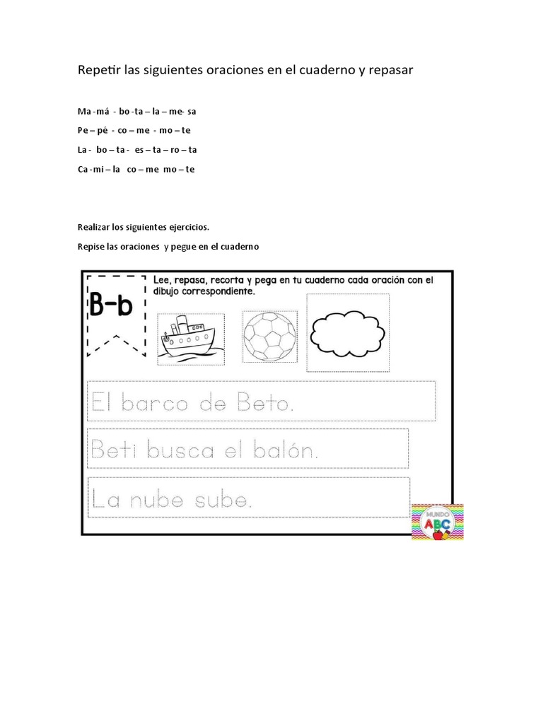 Actividades de - Mis Primeras Oraciones | PDF | Artes del Lenguaje y ...