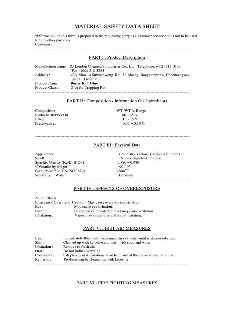 Bosny Rat Glue | PDF | Chemistry | Materials