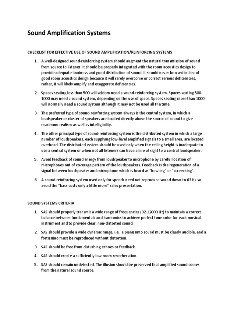 Key Elements of Sound Amplification Systems | PDF | Loudspeaker | Amplifier