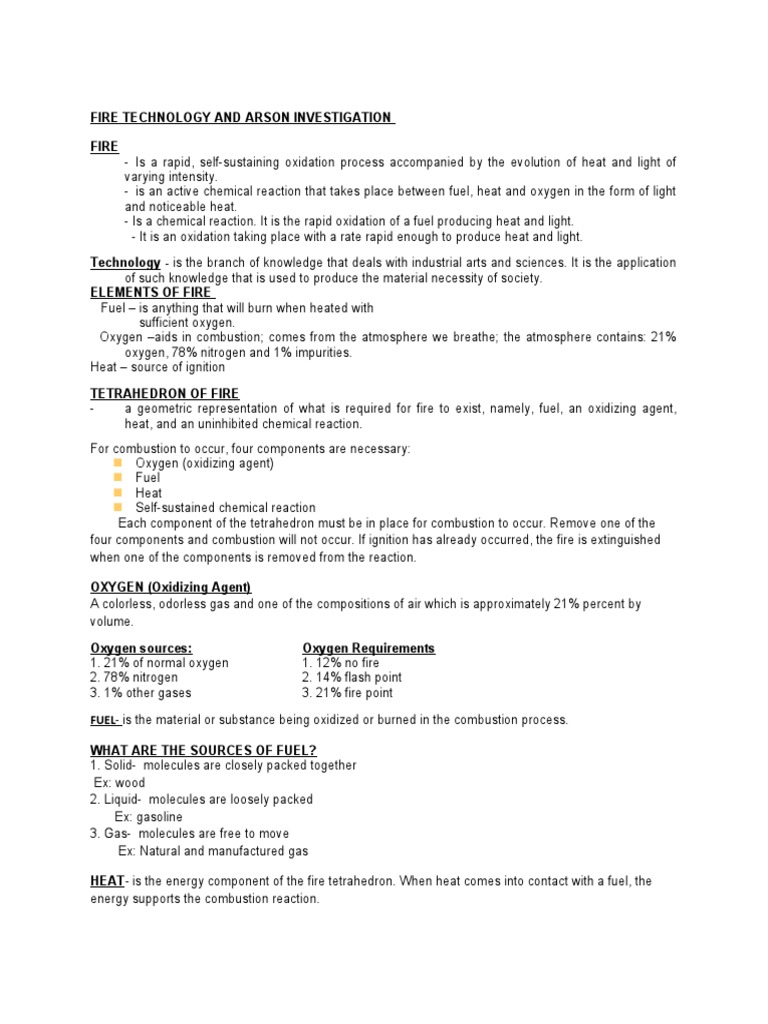 Fire Technology & Arson Investigation Guide | PDF | Combustion | Fires