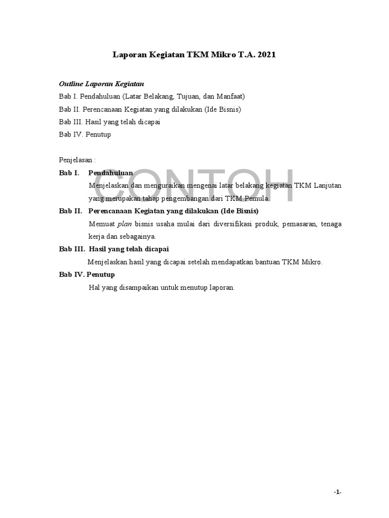 Contoh LPJ Teknis & Keuangan TKM Mikro 2021 | PDF