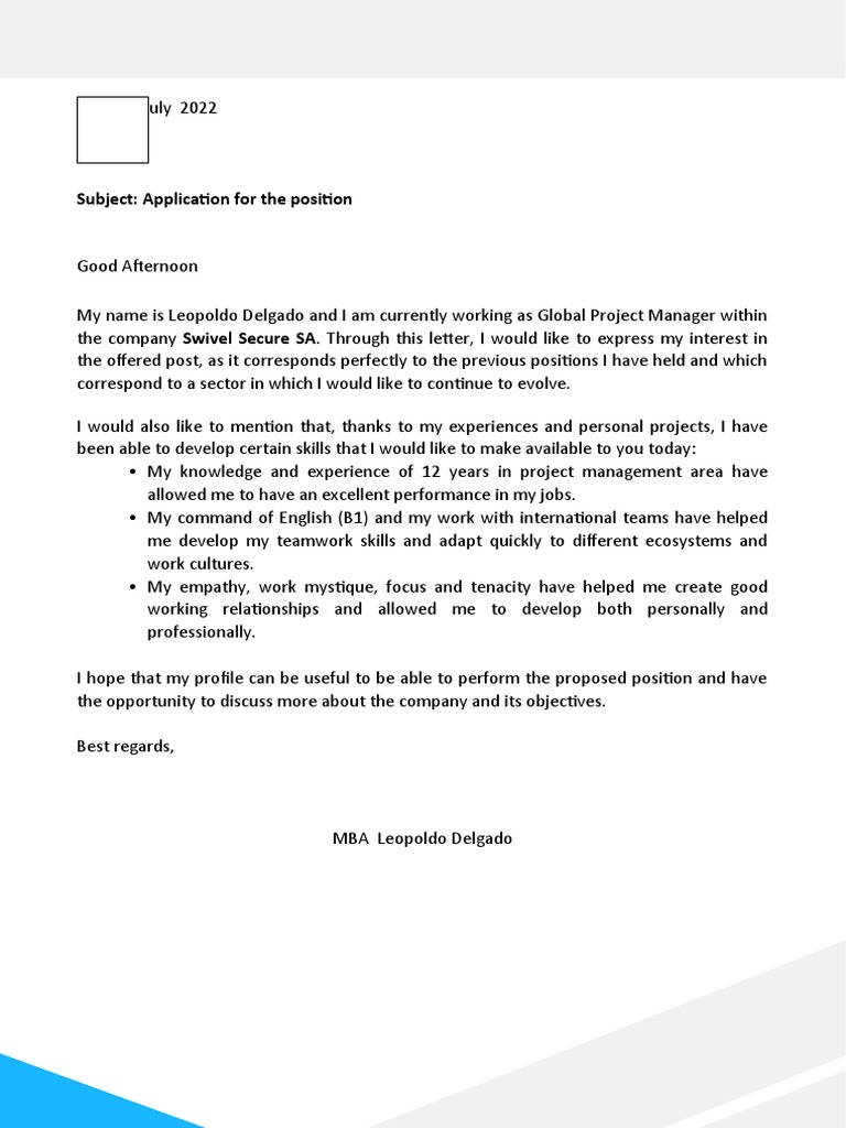 Presentation Letter | PDF