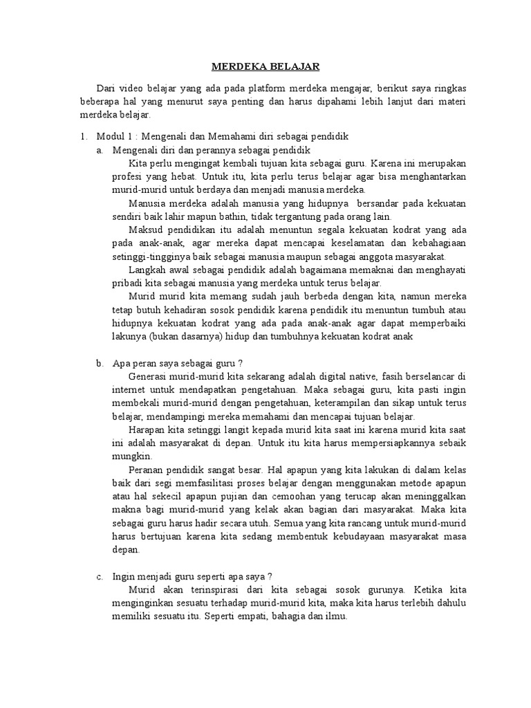 Rangkuman Modul Merdeka Belajar | PDF