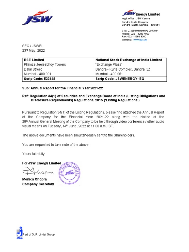 JSW Energy | PDF | Renewable Energy | Sustainability