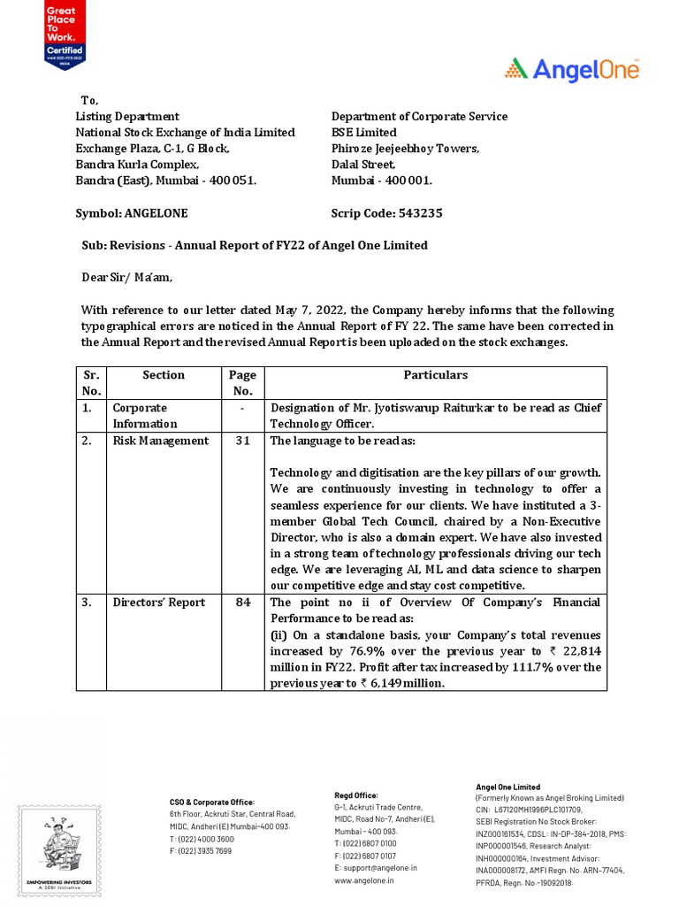 Angel One | PDF | Stocks | Exchange Traded Fund
