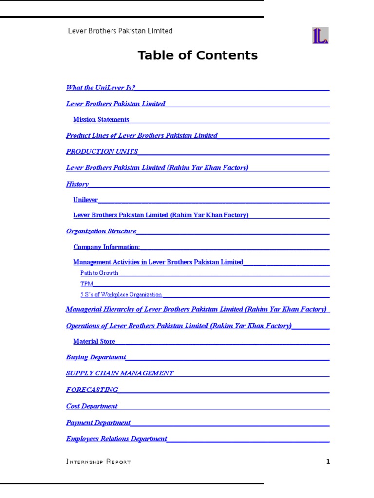 Lever Brothers Ltd | Forecasting | Unilever