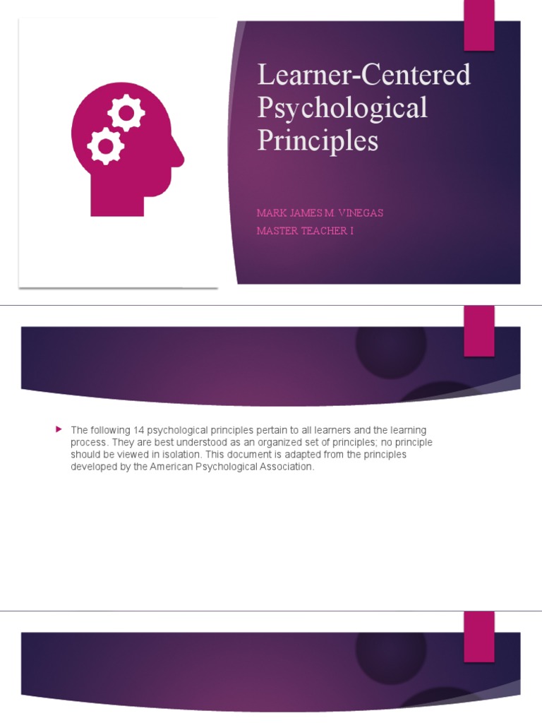 Learner Centered Psychological Principles | PDF | Learning | Motivational