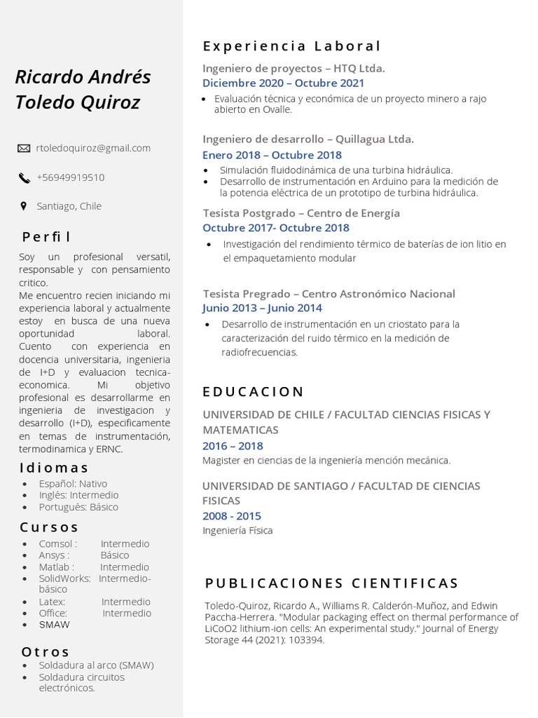 144 Curriculum Vitae en Ingles | PDF | Ingeniería