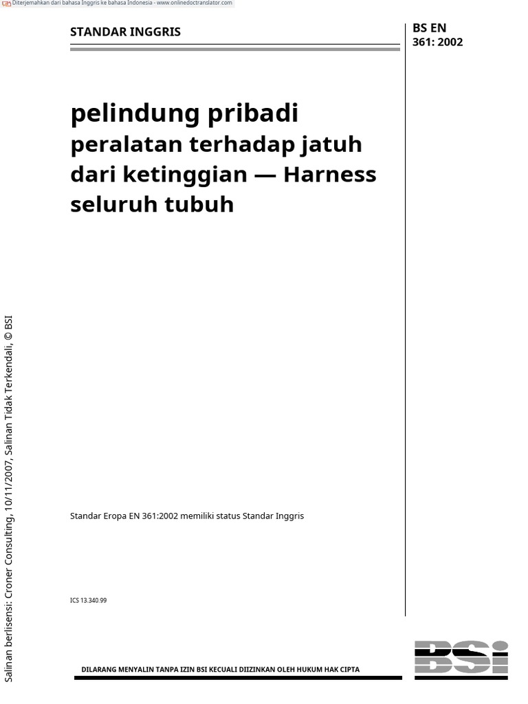 BS EN 361 2002.en - Translate | PDF