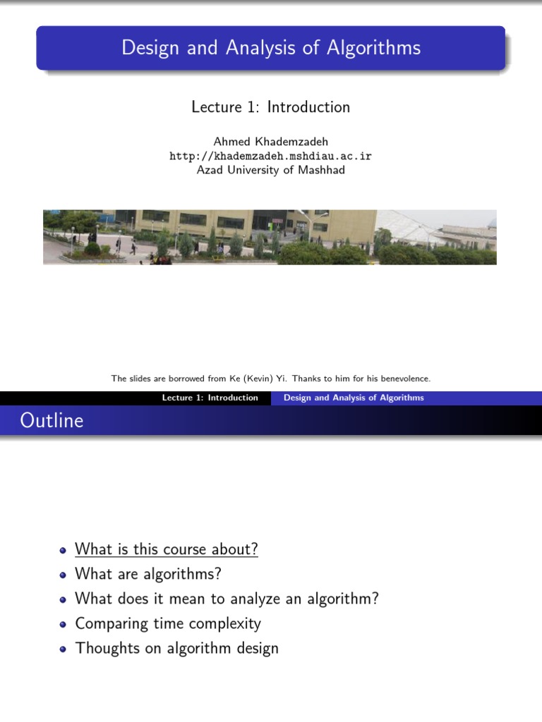 Design And Analysis Of Algorithms 1 Pdf Time Complexity