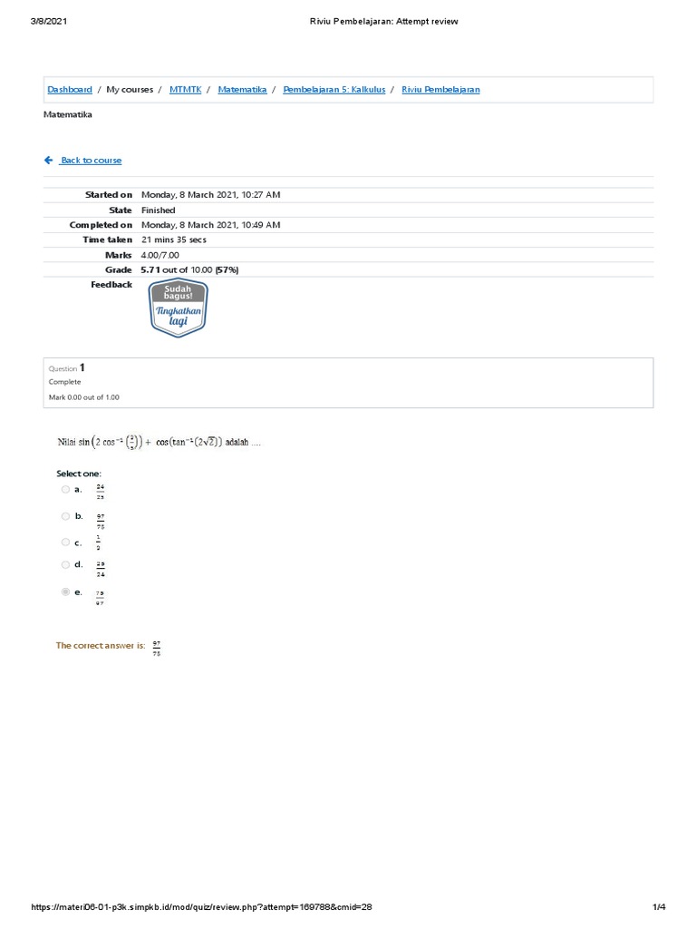 Matematika Quiz Attempt Review | PDF | Teaching Methods & Materials | Computers