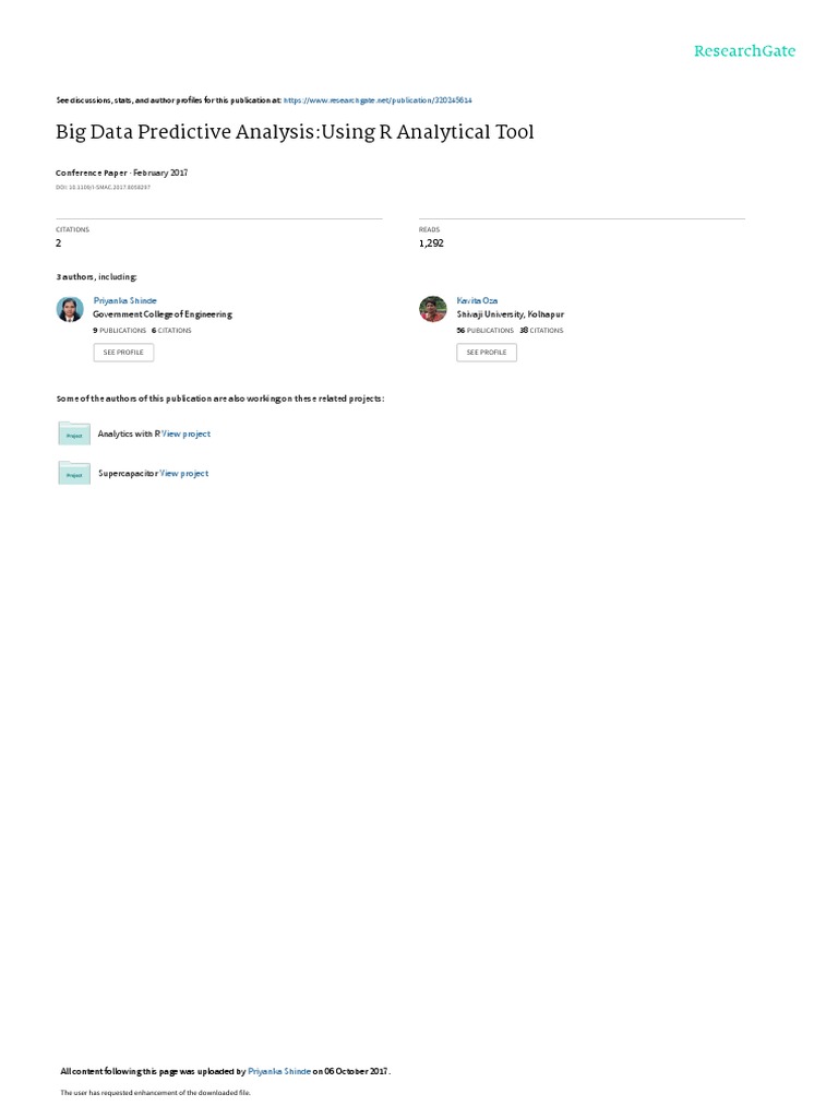Big Data Predictive Analysis Using R | PDF | Big Data | Analytics