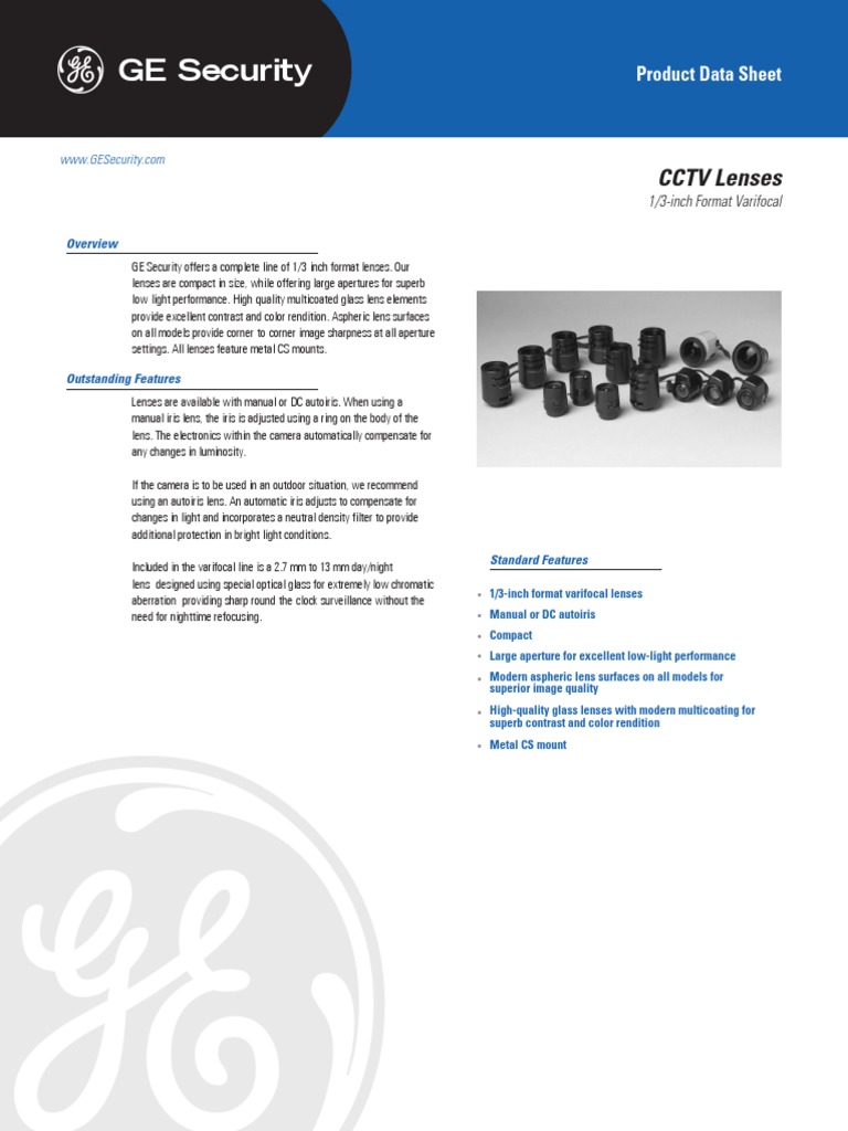 UltraView CCTV Lenses Datasheet | PDF | Camera Lens | Glass Applications