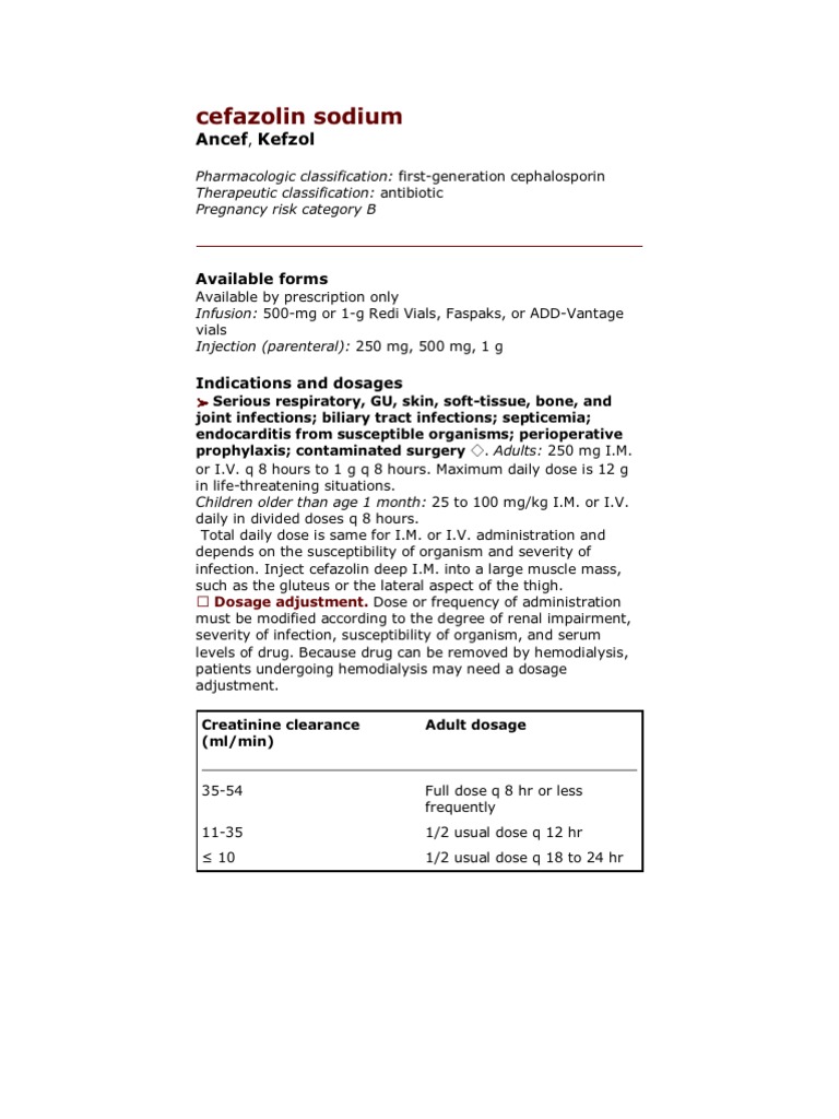 Cefazolin Ancef | PDF | Renal Function | Intravenous Therapy
